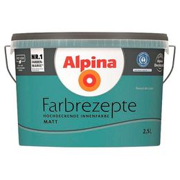 Alpina Wand- und Deckenfarbe Farbrezepte Petrol de Luxe, Kraftvolles Türkis, matt, 2,5 Liter, blau