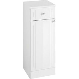 Saphir Unterschrank Quickset 955 Badschrank mit 1 Tür, 1 Schublade, 32,5 cm breit Badezimmer-Unterschrank in Weiß Hochglanz, Griffe Chrom Glanz, weiß