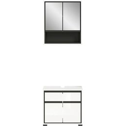 Welltime Badmöbel-Set Jaru, (Set, 2-St), Spiegelschrank und Waschbeckenunterschrank, Breite 60 cm, weiß