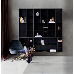 Hammel Furniture Bücherregal Mistral Kubus, Kombination aus 9 Modulen, mit 2 Türenset, Breite 207cm, schwarz