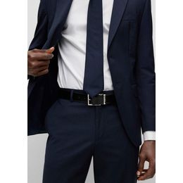 BOSS Ledergürtel mit silberner Schnalle und glänzender BOSS Logo-Schlaufe, schwarz
