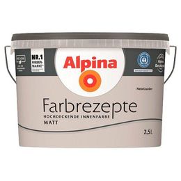 Alpina Wand- und Deckenfarbe Farbrezepte Nebelzauber, Warmes Grau, matt, 2,5 Liter, grau