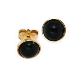 Jobo Paar Ohrstecker Ohrringe mit Onyx, 333 Gold, gelb|goldfarben