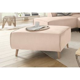 Home Affaire Hocker Julia, mit Keder und Holzfüßen, beige