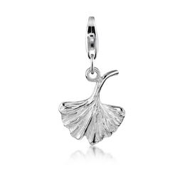 NENALINA Charm-Einhänger Ginkgo Blatt Natur Symbol Glück 925 Silber, silberfarben