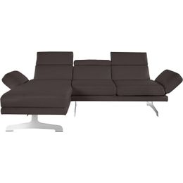 Places of Style Ecksofa Amantea L-Form, mit Arm- und Kopfteilverstellung, mit Drehsitz und Rückenverstellung, braun