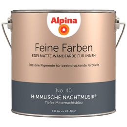Alpina Wand- und Deckenfarbe Feine Farben No. 40 Himmlische Nachtmusik, Tiefes Mitternachtsblau, edelmatt, 2,5 Liter, blau