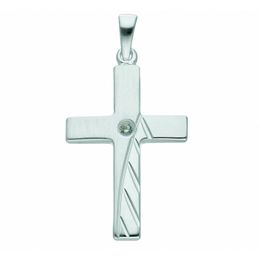 Adelia´s Adelia´s Kette mit Anhänger 925 Silber Kreuz Anhänger mit Zirkonia, Schmuckset - Set mit Halskette, silberfarben