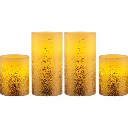 Pauleen LED-Kerze Golden Glitter (Set, 4-tlg), Wachskerze, Time, elfenbein/Glitzer goldfb., goldfarben|weiß
