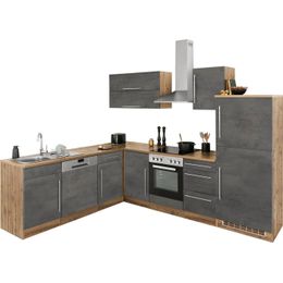 Kochstation Winkelküche KS-Samos, ohne E-Geräte, Stellbreite 280/220 cm, grau