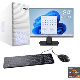 CSL Sprint V28816 Gaming-PC-Komplettsystem (24", AMD Ryzen 5 4650G, AMD Radeon Grafik, 8 GB RAM, 500 GB SSD), weiß