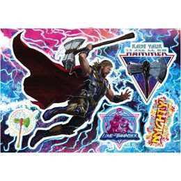 Komar Wandtattoo Thor4 - Mighty Thor, Künstler: Marvel, 100x70 cm (Breite x Höhe), selbstklebendes Wandtattoo, bunt