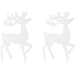 Creativ deco Weihnachtsfigur Weihnachtsdeko (2 St), Hirsch zum Stecken, weiß