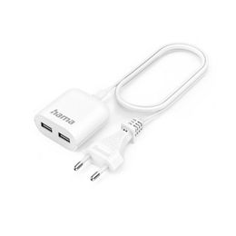 Hama USB Netzteil, 1,9 m, 2,4 A, 2x USB-A, Weiß Netzteil, weiß