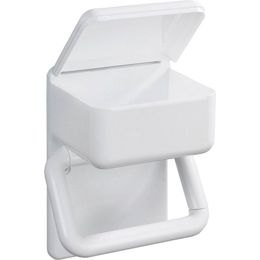 Maximex Toilettenpapierhalter 2 in 1, mit Ablage für feuchte Toilettentücher, weiß