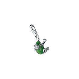 Giorgio Martello MILANO Charm-Einhänger Frosch mit Krone und Zirkonia, Silber 925, grün