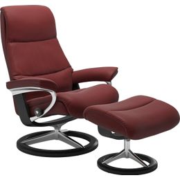 stressless® Relaxsessel View (Set, Relaxsessel mit Hocker), mit Signature Base, Größe M,Gestell Schwarz, rot