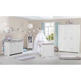 Roba® Babyzimmer-Komplettset Wilma, (Set, 3-St., Gitterbett, Wickelkommode, Kleiderschrank), Made in Europe, weiß