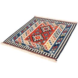 Wollteppich Kelim - Oriental quadratisch - 106 x 100 cm - mehrfarbig, morgenland, quadratisch, Höhe: 6 mm, Wohnzimmer, Einzelstück, bunt