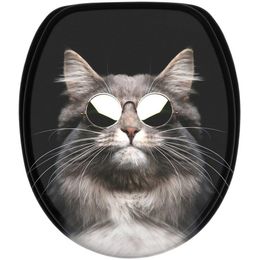Sanilo WC-Sitz Cool Cat, mit Absenkautomatik, BxL: 37,7 x 42,0 - 47,0 cm, beige|grau|schwarz