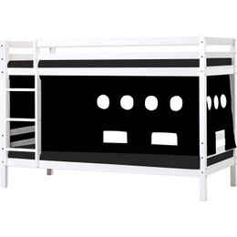 Hoppekids Etagenbett ECO Dream, 90x200 weiß massiv m. Matratze & Vorhang, schwarz