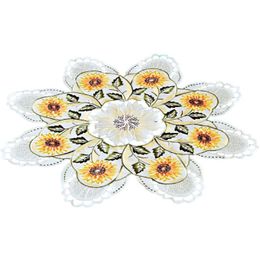 Delindo Lifestyle Mitteldecke Sonnenblumen (1-tlg), mit Digitaldruck, weiß