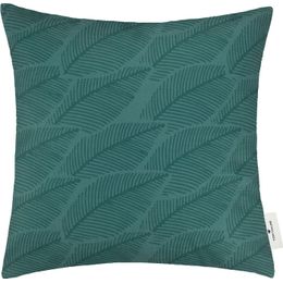 Tom Tailor HOME Dekokissen Ribbed Leaves, für tropisches Wohnambiente, Kissenhülle ohne Füllung, 1 Stück, grün