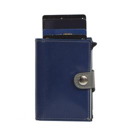 7CLOUDS Mini Geldbörse noonyu double tarpaulin, Kreditkartenbörse aus Upcycling Tarpaulin, blau