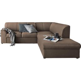 DOMO collection Ecksofa Topper L-Form, mit Ottomane, wahlweise mit Schlaffunktion, braun