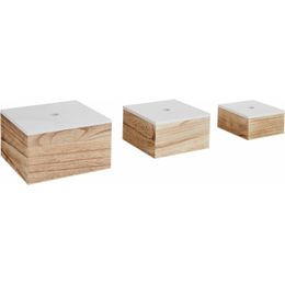 zeller Present Aufbewahrungsbox, 3er Set, Holz, weiß/natur, weiß
