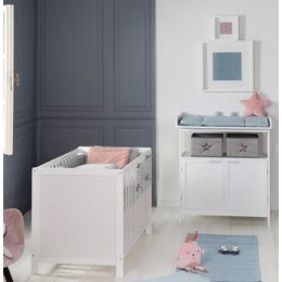 Roba® Babymöbel-Set Hamburg, (Spar-Set, 2-St., Kinderbett, Wickelkommode), mit Kinderbett und Wickelkommode mit 2 Türen, weiß
