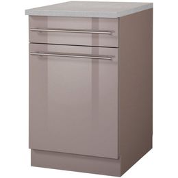 Wiho-Küchen wiho Küchen Unterschrank Chicago 60 cm breit, 1 Schubkasten und 1 Tür, braun|grau