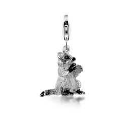 NENALINA Charm-Einhänger Bär Anhänger Emaille Tier 925 Silber, silberfarben