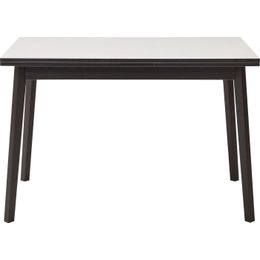Hammel Furniture Esstisch Basic Single, schnell innenliegende Einlegeplatten ausziehbar, 120(220)x80 cm, Melamin / Massivholz, stabiler dänische Design Tisch, schwarz|weiß