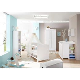 Ticaa Babyzimmer-Komplettset Adam, (Set, 5-St., Bett + Wickelkommode + Schrank + Unterstellregal + Standregal), Bett + Wickelkommode + Schrank + Unterstellregal + Standregal, weiß