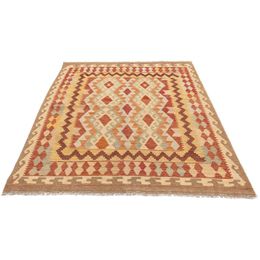 Wollteppich Kelim - Oriental - 203 x 145 cm - mehrfarbig, morgenland, rechteckig, Höhe: 4 mm, Wohnzimmer, Einzelstück, bunt