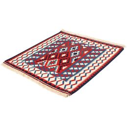 Wollteppich Kelim - Oriental quadratisch - 106 x 103 cm - dunkelrot, morgenland, quadratisch, Höhe: 6 mm, Wohnzimmer, Einzelstück, rot