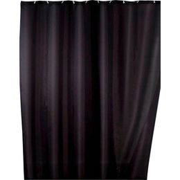 Wenko Duschvorhang Uni Black Breite 180 cm, Höhe 200 cm, Polyester, waschbar, schwarz