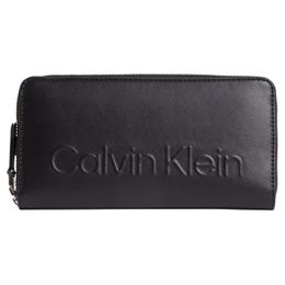 Calvin Klein Geldbörse CK SET ZA WALLET LG, Damenbörse Geldbeutel Portemonnaie Recycelte Materialien lang, schwarz
