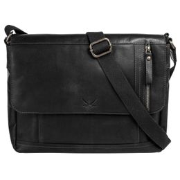 Sansibar Messenger Bag, echt Leder, schwarz