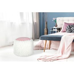 Kayoom Pouf Bobtail 125, modern, dekorativ, rosa|weiß