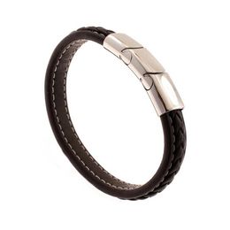Jobo Armband, aus Leder braun mit Edelstahl 22 cm, braun