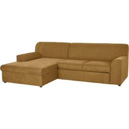 DOMO collection Ecksofa Topper, mit Recamiere, wahlweise mit Schlaffunktion, goldfarben