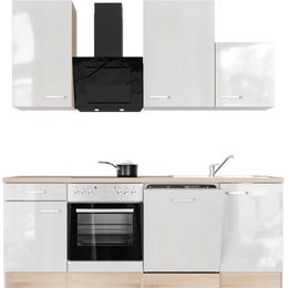 Flex-Well Küche Florenz, mit E-Geräten, Breite 220 cm, in vielen Farbvarianten erhältlich, weiß