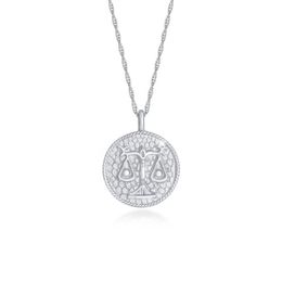 Elli Kette mit Anhänger Sternzeichen Waage Astro Münze Antik 925 Silber, silberfarben