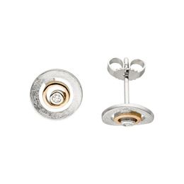 Jobo Paar Ohrstecker, 585 Roségold bicolor mit 2 Diamanten, goldfarben