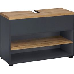 Places of Style Waschbeckenunterschrank Thessa Klappe und Siphonausschnitt, Push-to-open Funktion, BxH: 80 x 56,5 cm, grau