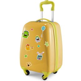 Hauptstadtkoffer Kinderkoffer For Kids, Monster, 4 Rollen, mit wasserbeständigen, reflektierenden Monster-Stickern, gelb