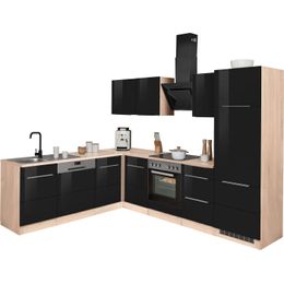 Kochstation Winkelküche KS-Brindisi, ohne Geräte, Stellbreite 220/280 cm, schwarz