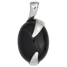 Jobo Kettenanhänger Anhänger oval, 925 Silber mit Onyx, silberfarben